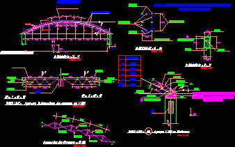 Parabolic structure of metal lid. Projects category, dwg project details